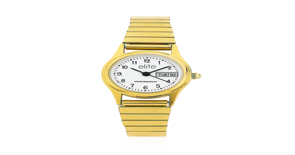 Elite Ladies Expandable Band Watch in Gold | Angus & Coote