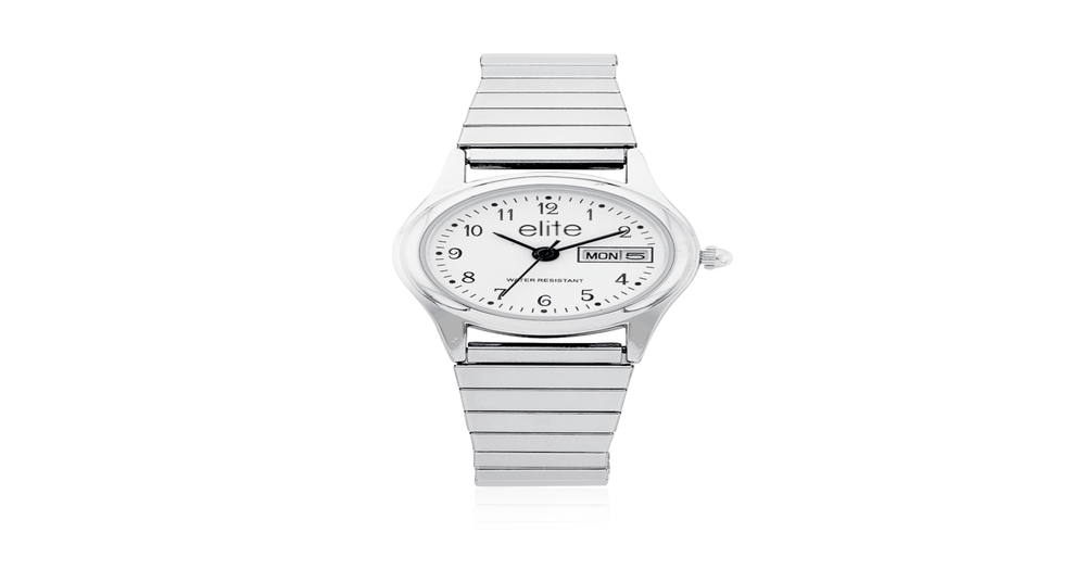 Elite Ladies Expandable Band Watch in Silver | Angus & Coote