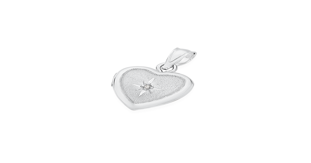 Silver 12mm Baby's First Diamond Locket in White | Angus & Coote