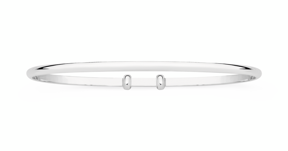 Silver 4x45mm Solid Half Round Polished Oval Expander Bangle | Angus ...