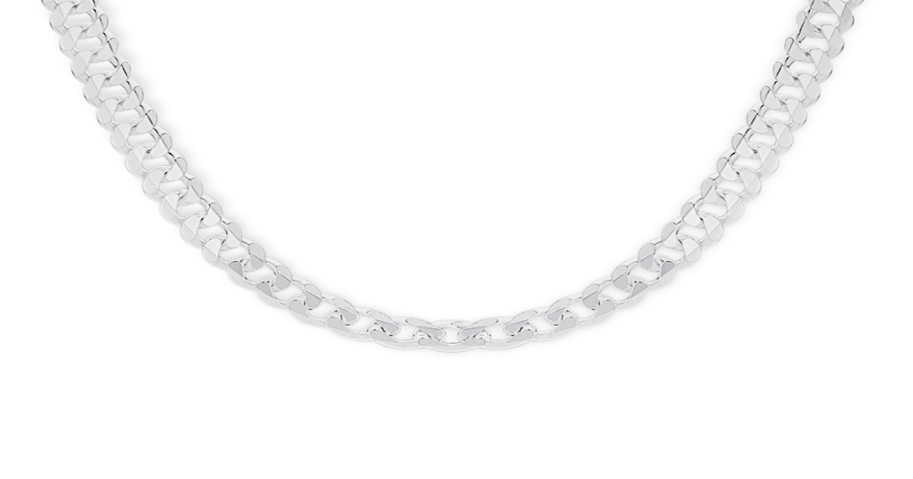 Silver 50cm Open Diamond-cut Curb Chain | Angus & Coote