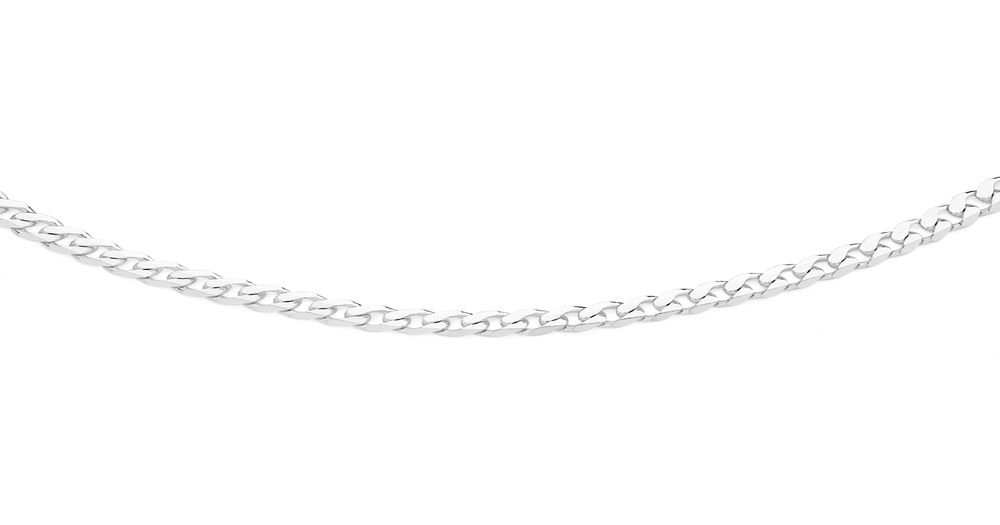 Silver 55cm Bevelled Curb Chain | Angus & Coote