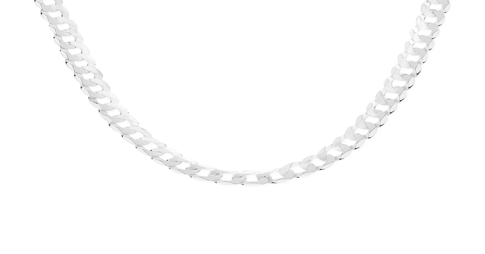 Silver 55cm Cuban Curb Chain | Angus & Coote