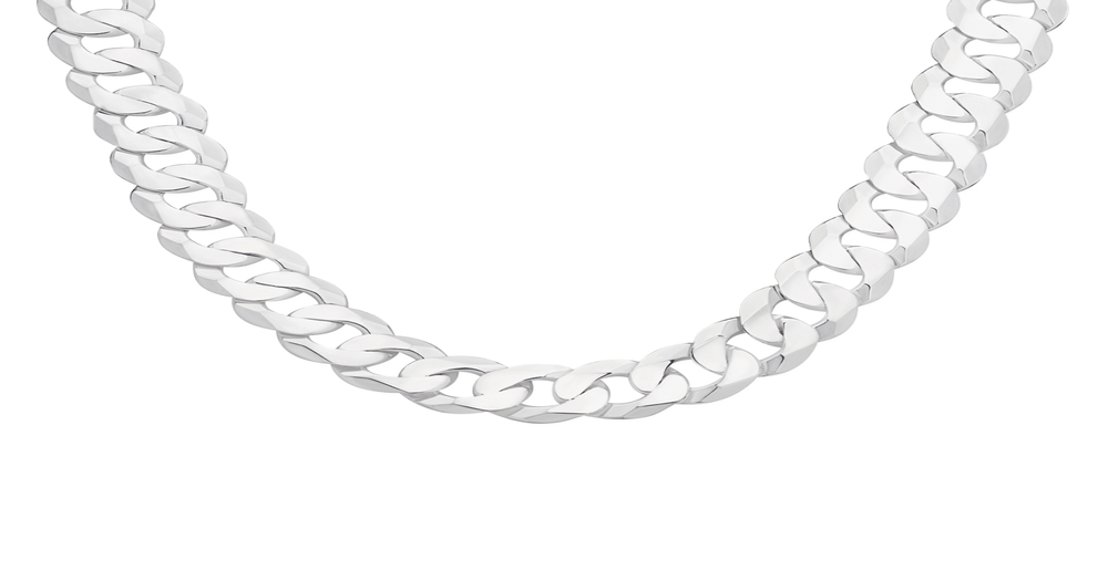 Silver 55cm Solid Bevelled Curb Chain | Angus & Coote