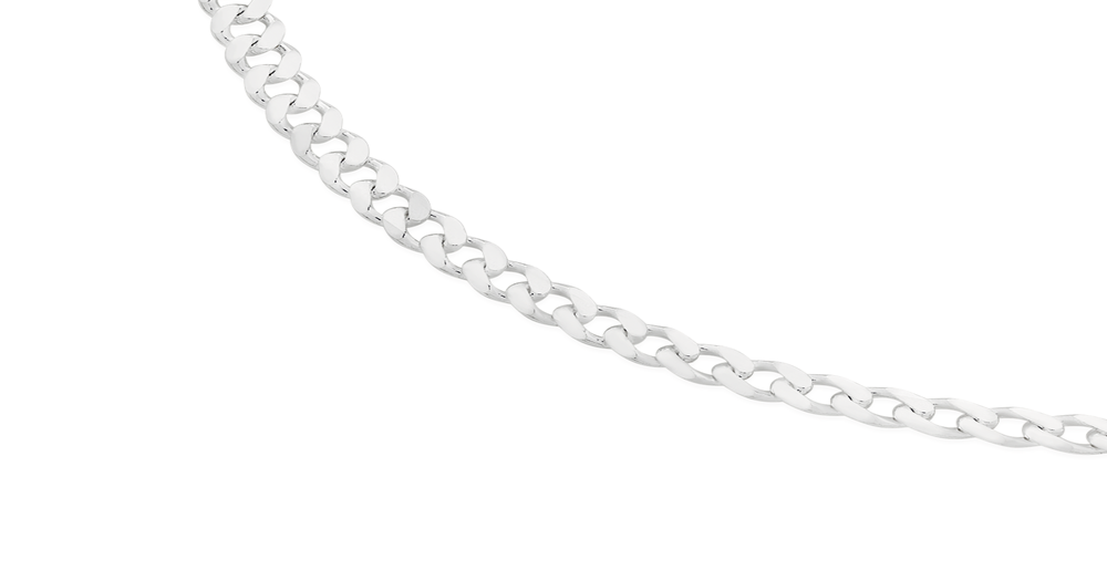 Silver 55cm Solid Bevelled Curb Chain | Angus & Coote