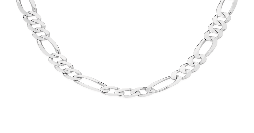 Silver 55cm Solid Figaro 3+1 Chain | Angus & Coote