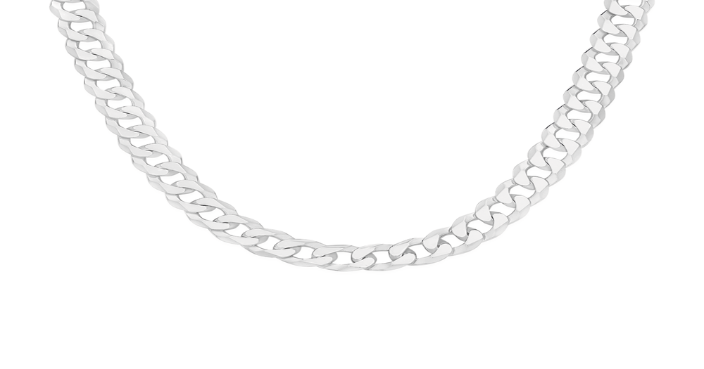 Silver 55cm Solid Flat Curb Chain | Angus & Coote