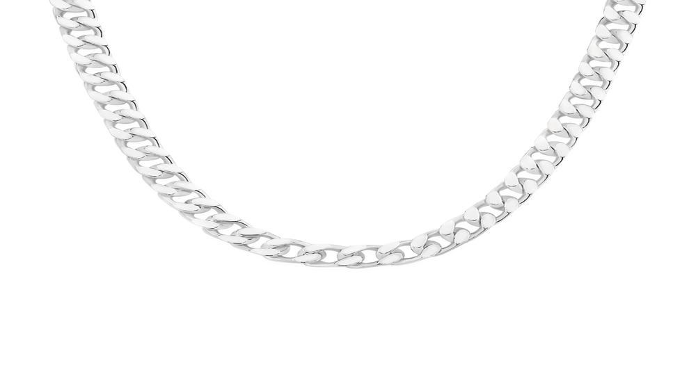 Silver 55cm Solid Square Tight Curb Chain | Angus & Coote