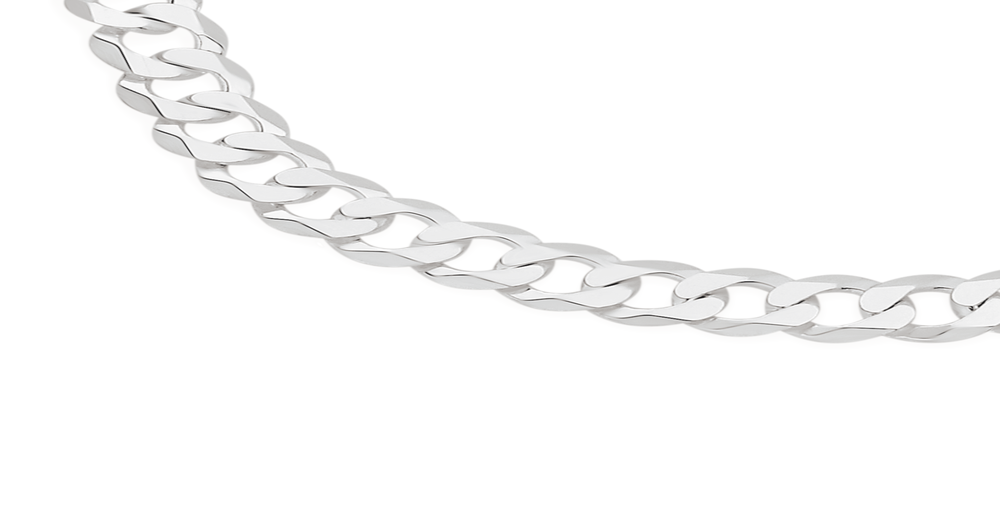 Silver 60cm Solid Flat Curb Chain | Angus & Coote