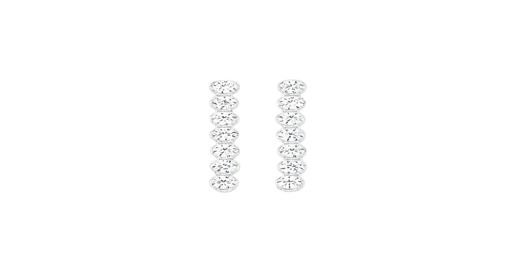 Silver 7 Small Cz Chain Drop Studs in Clear | Angus & Coote
