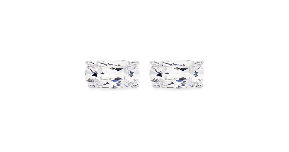Silver 8mm Cushion Cz Studs in Clear | Angus & Coote