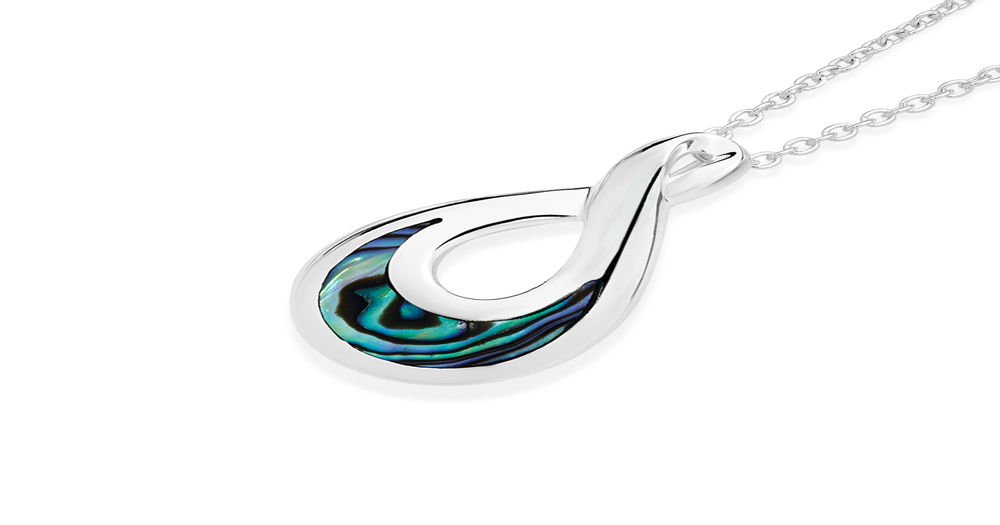 Silver Paua Shell Infinity Pendant | Angus & Coote
