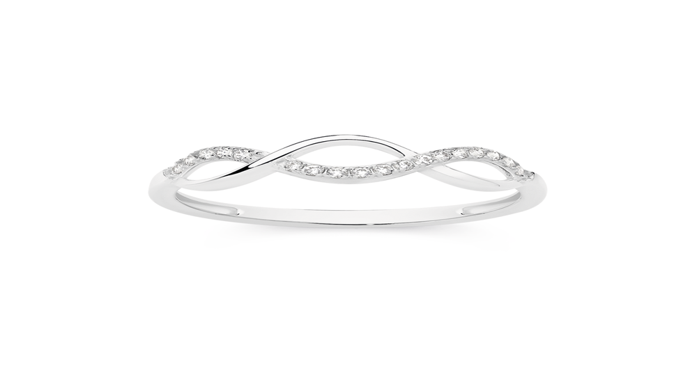 Silver Tripple X-over Cz Ring in Clear | Angus & Coote