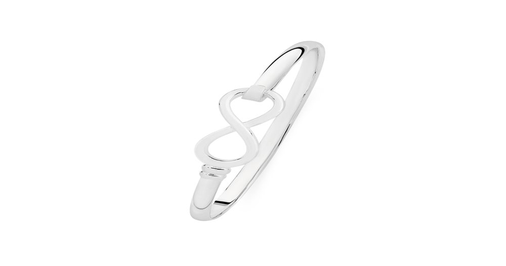 Sterling Silver 62x55mm Oval Infinity Clip Bangle | Angus & Coote