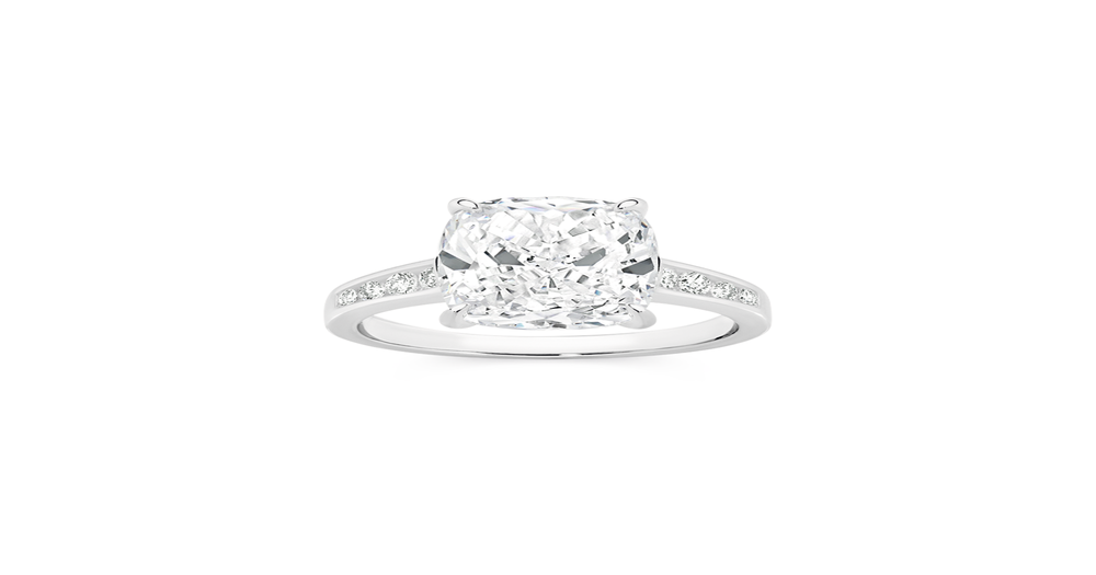 Sterling Silver Cushion-cut Cz Engagement Ring Size P in Clear | Angus ...