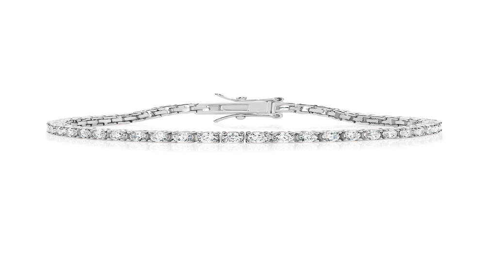 Sterling Silver Cz 18.5cm Tennis Bracelet in Clear | Angus & Coote
