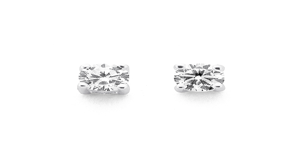 Sterling Silver Cz Stud Earrings in Clear | Angus & Coote