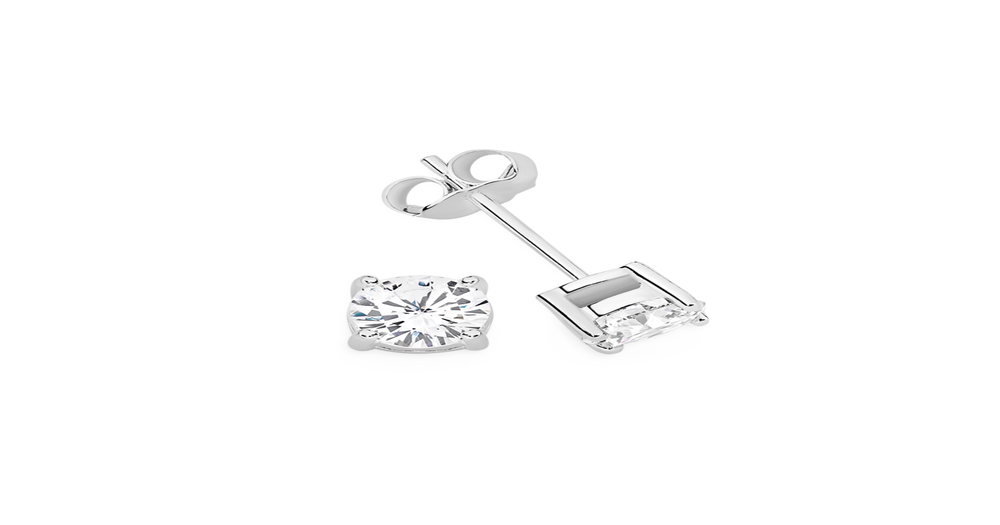 Sterling Silver Cz Stud Earrings in Clear | Angus & Coote