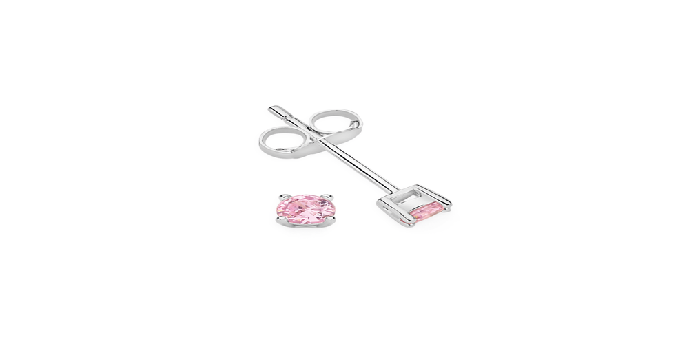 Sterling Silver Cz Stud Earrings in Pink | Angus & Coote