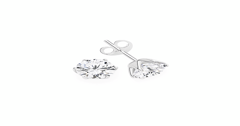 Sterling Silver Cz Tulip Basket Stud Earrings in Clear | Angus & Coote