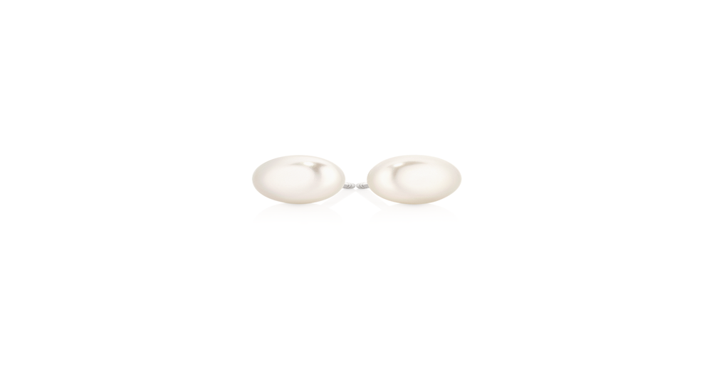 Sterling Silver Potato Pearl Stud Earrings in White | Angus & Coote